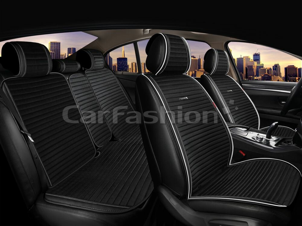 Комплект накидок CarFashion на весь салон MONACO PLUS цвет черный/белый