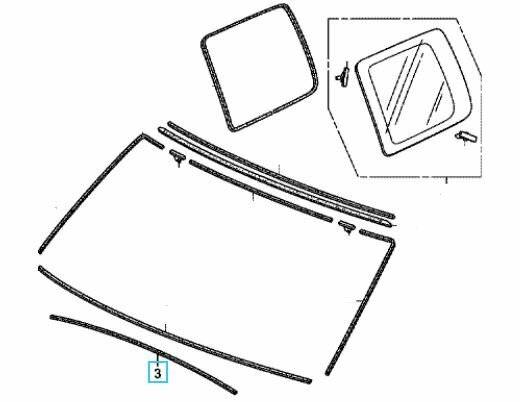 Резиновая деталь B, передн. Подпорка ветрового стекла (Оригинал)