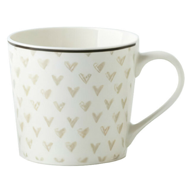 TODELIA кружка костяной фарфор 380 мл Сердца маленькие сердца рисунок для чая и кофе