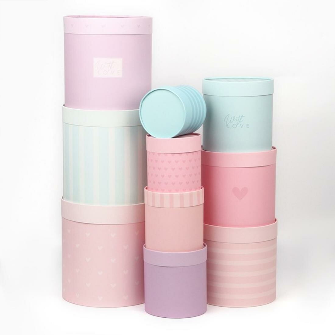 Набор подарочных круглых коробок 10в1 "With love" (10х10 - 23,5х23,5 см) 9209788