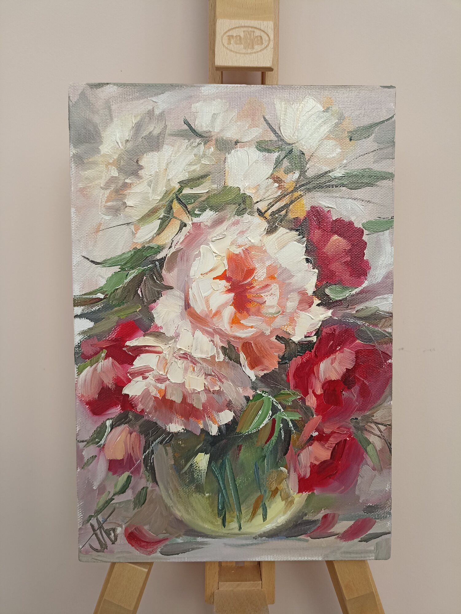 100% ручная работа, 100% живопись от Художественной мастерской Грёзы. Картина маслом на холсте из серии "Пионы" 20х30 см