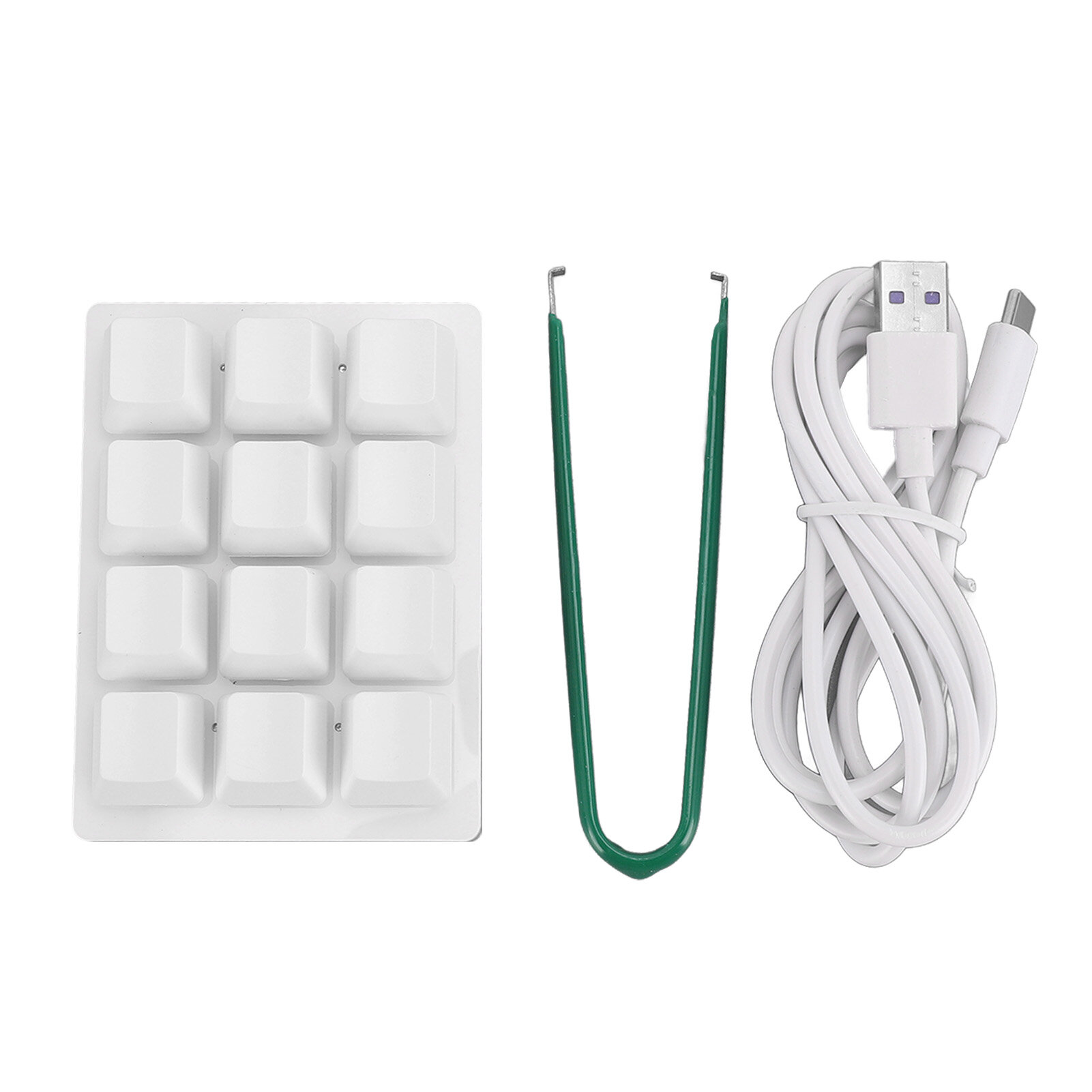 Механическая игровая клавиатура, мини, 12 клавиш, USB проводная, RGB, красный переключатель, программируемая макро-клавиатура, белая.