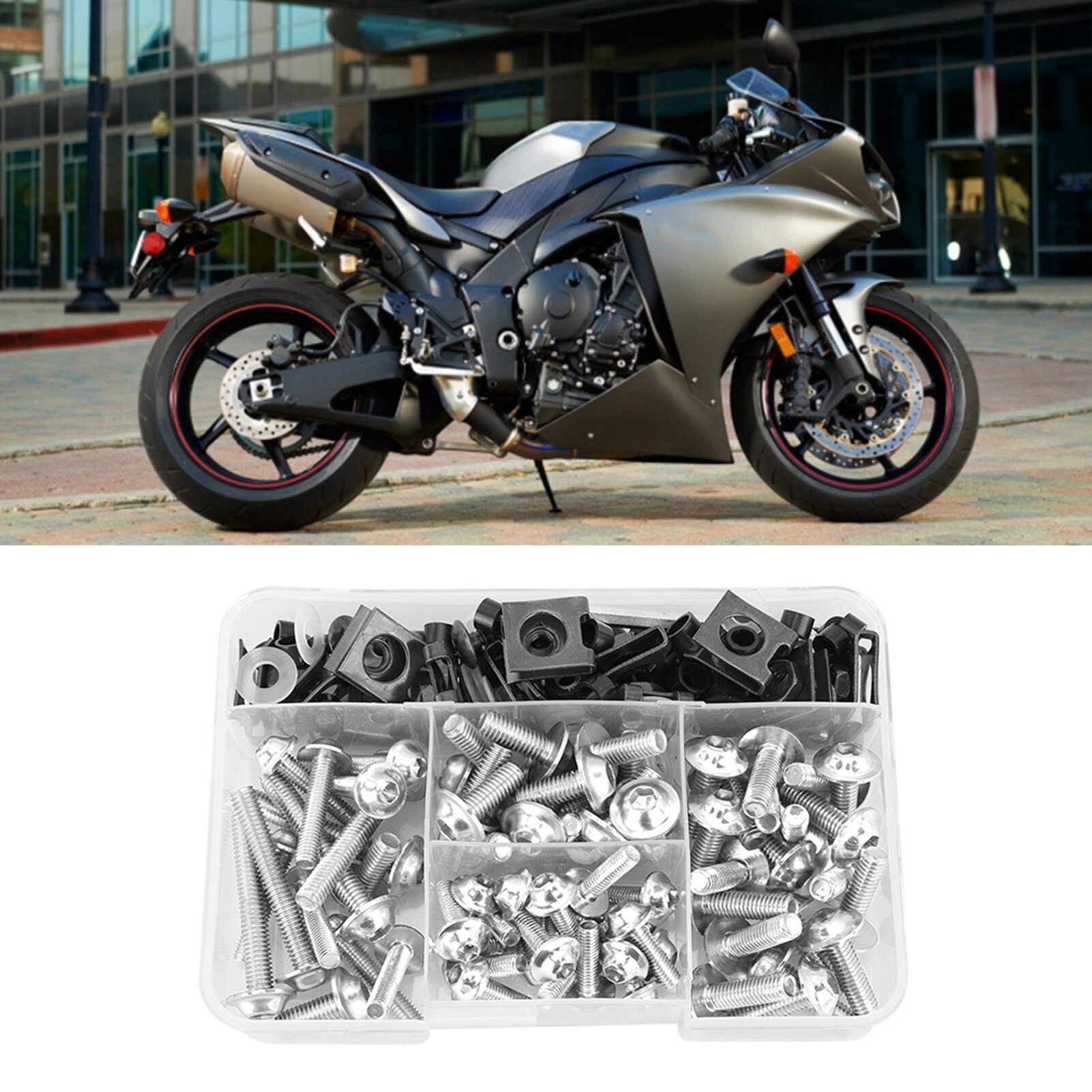 177 шт, комплект болтов для обтекателя мотоцикла, универсальный M5 M6, подходит для спортивных велосипедов Yamaha, серебристый