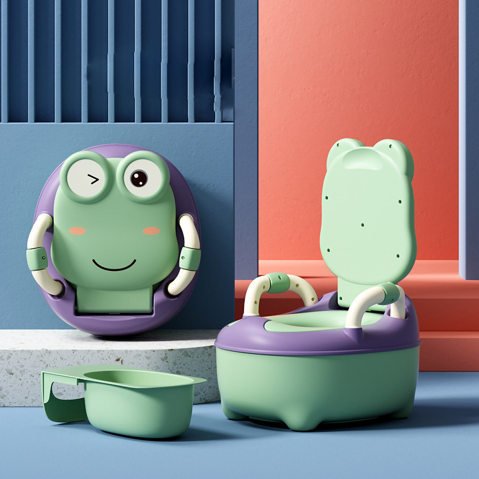 Портативный дорожный горшок экологически чистый полипропиленовый учебный туалет для малышей устойчивый высокая прочность для детей мох зеленый