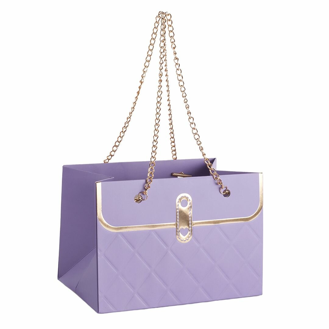 Пакет подарочный Дон Баллон для цветов, Дамская сумочка, сиреневый, 15х10х11 см