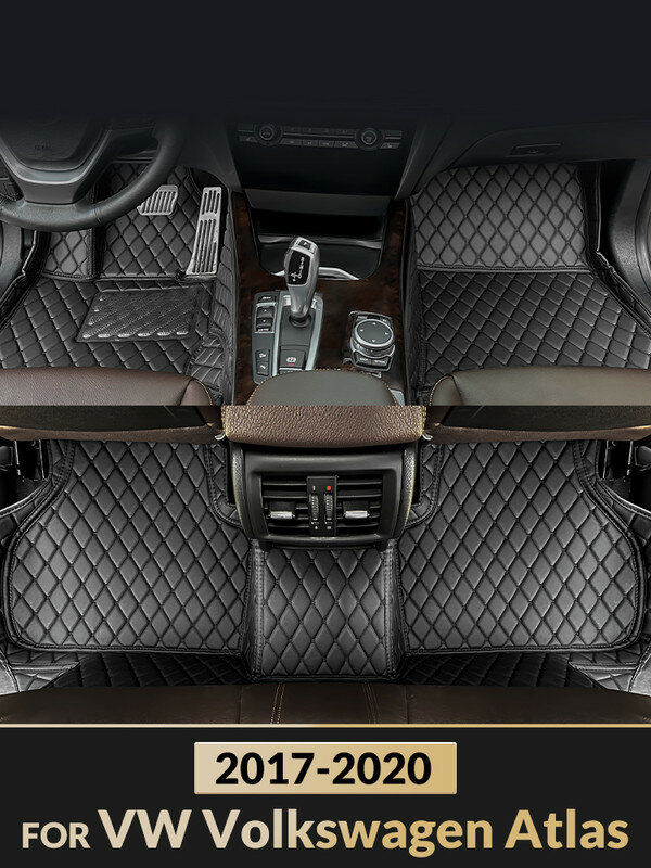 Lutehil，Искусственная кожа，Коврики В Машину；3 шт. For VW Volkswagen Atlas 2017 - 2020 (Model B)