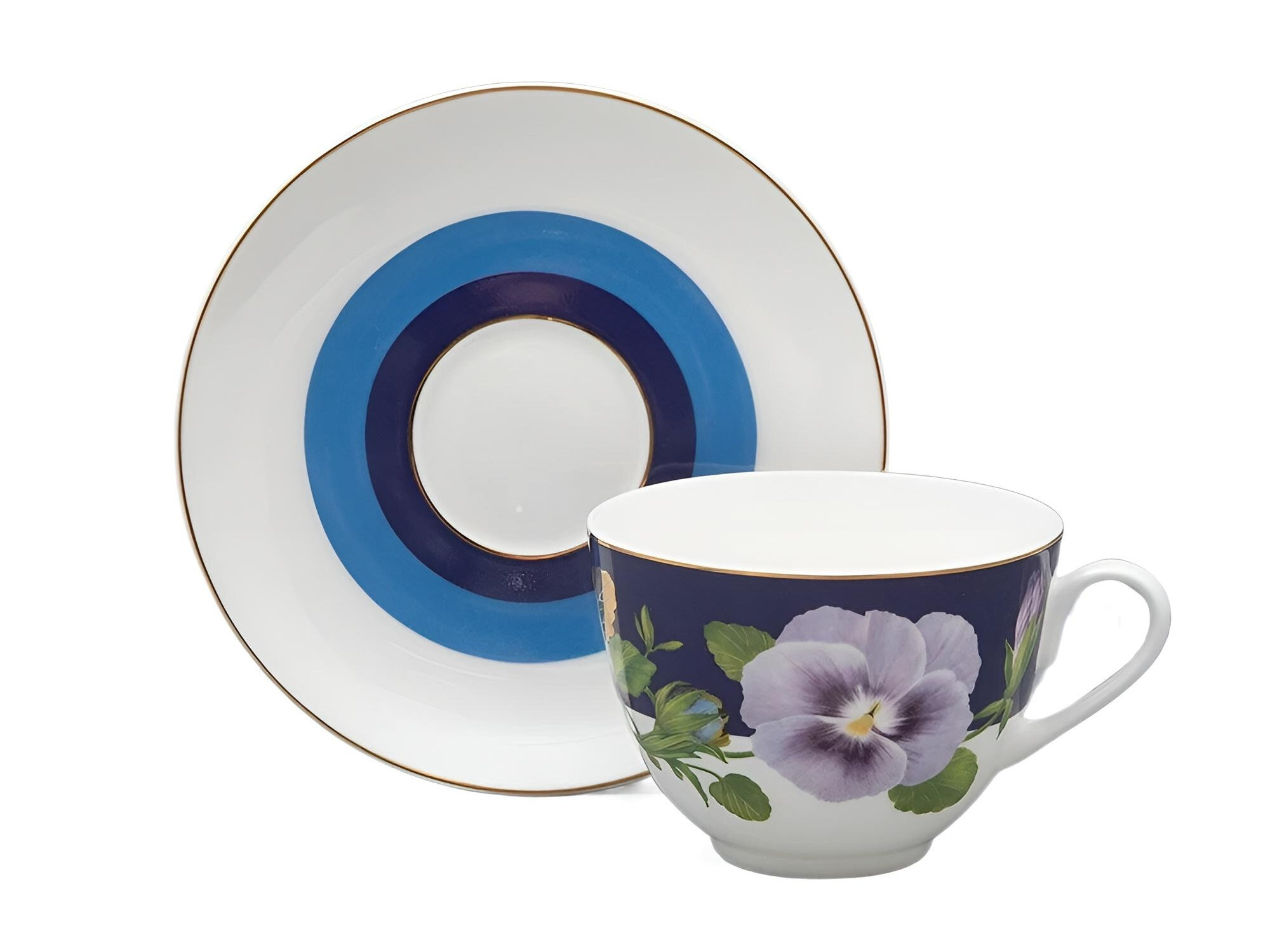 Чашка с блюдцем ИФЗ Весенняя-2, Виола 1, 250мл, костяной фарфор 81.34138.00.1