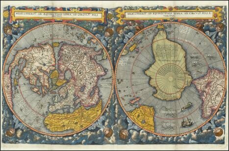 Карта мира настенная - Репринт старинной карты мира 1593 года - формат А0