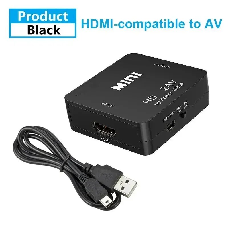 HDMI-совместимый адаптер AV RCA, конвертер MINI Box RCA AV CVSB LR