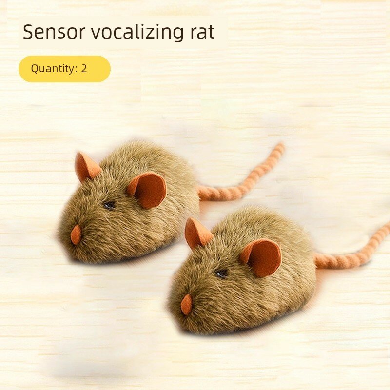 Игрушка для кошек, пищащая мышь со смарт-сенсором, легким прикосновением, звуком, плюшевой имитацией мыши, игрушкой для