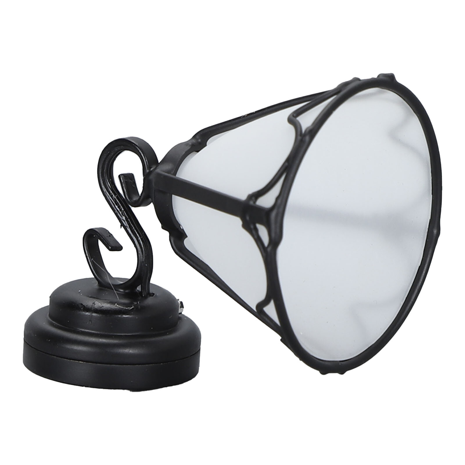 Настенный светильник для кукольного домика 1:12 с белым абажуром и черной окантовкой, миниатюрный светодиодный настенный светильник для украшения дома из металла