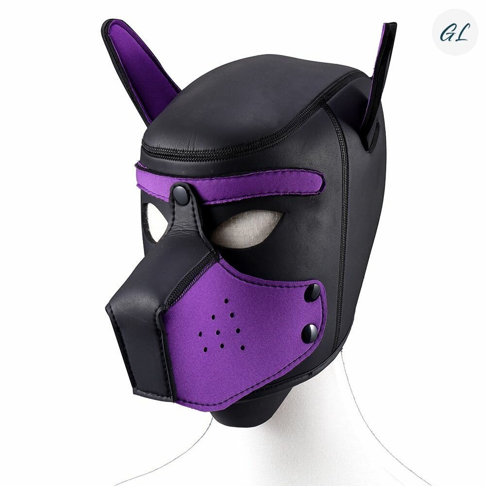 Аксессуары для БДСМ/косплея: Маска для головы взрослой собаки (кожаный материал)