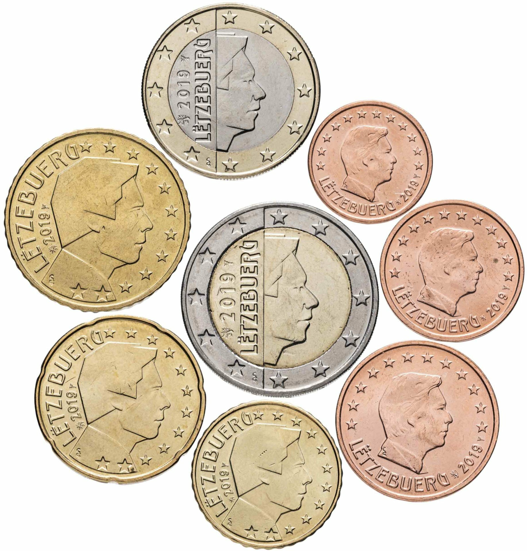 Люксембург полный годовой набор из 8 монет евро 2019, Другой, в сохранности UNC