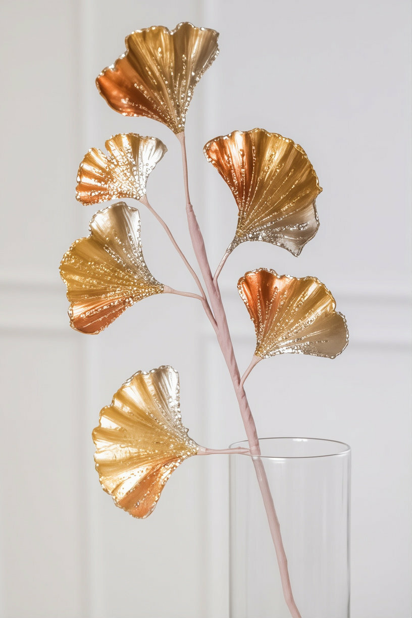 Декоративная ветка золото гинкго, бумага, 48 см, Winter Deco 5001196