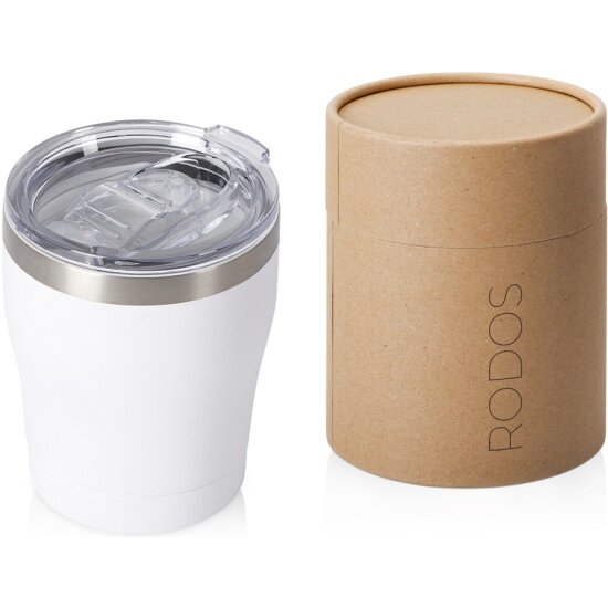 Термокружка Waterline "Rodos" 350 мл, вакуумная, нерж. сталь/керамика, белый (827506)