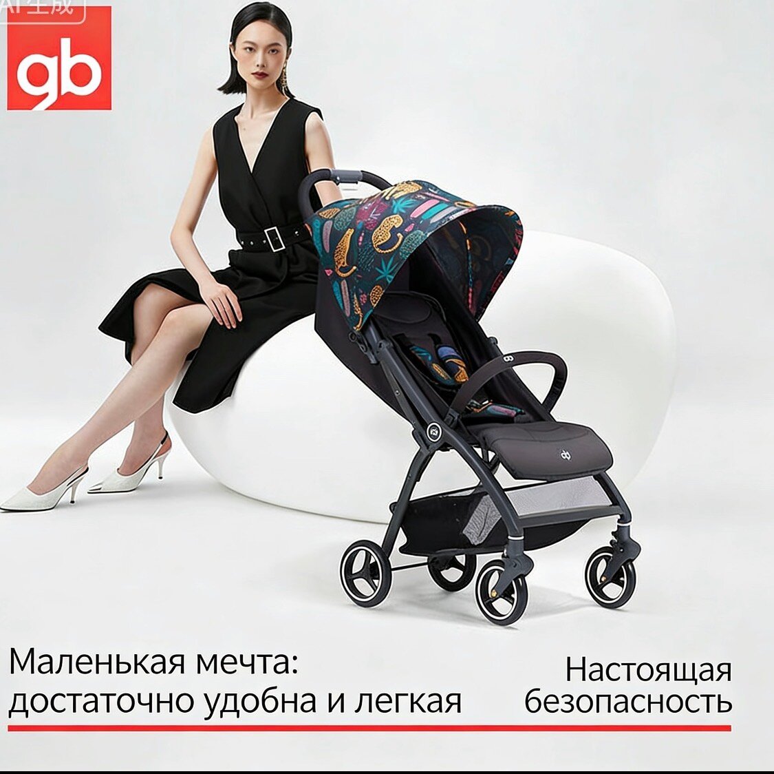 Коляска детская GB Goodbaby легкая, складная, для сидения и лежания, портативная для прогулок