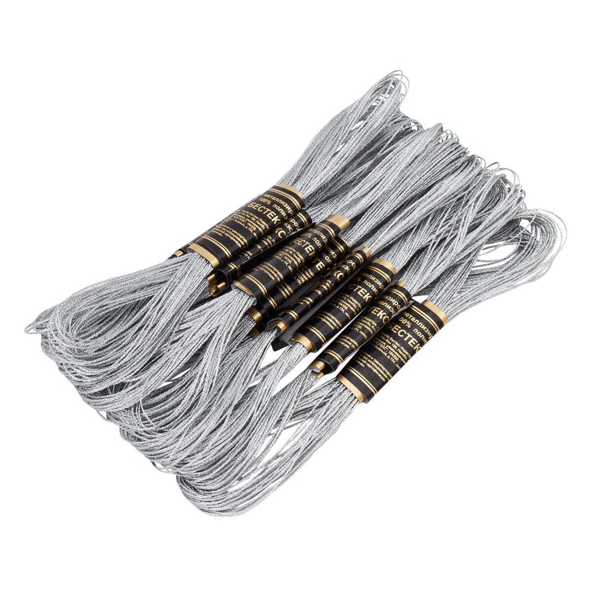 Мулине набор серебро металлик Bestex E168, 100% полиэстер, 8м*12 шт