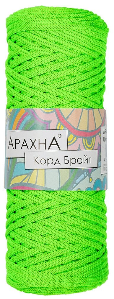 Пряжа ARACHNA "Cord Bright" 3 шт. по 210 г 100 м 100% полиэфир №502 салатовый неон