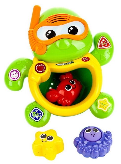 Обучающая игрушка для ванны Черепаха 23 см со светом и звуком, Vtech, 80-113426