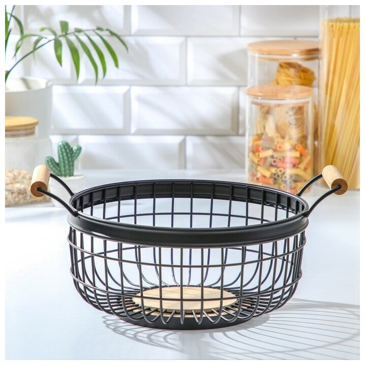 Фруктовница Доляна «Эстетика», 36×28×14.5 см, чёрная