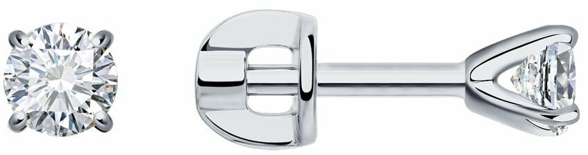 Серьги пусеты, белое золото, 585 проба, бриллиант