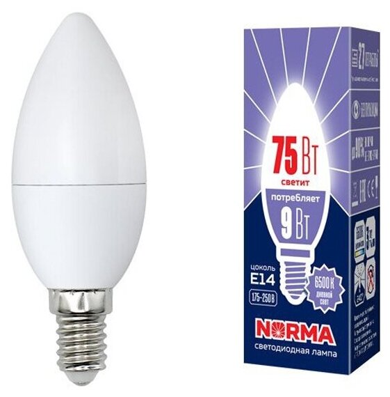 Светодиодная лампа Volpe LED-C37-9W/DW/E14/FR/NR