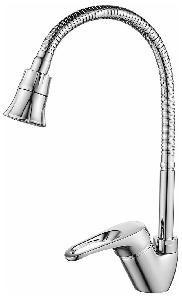 Смеситель для кухни Rossinka гибкий излив, резьба подключения 1-2"