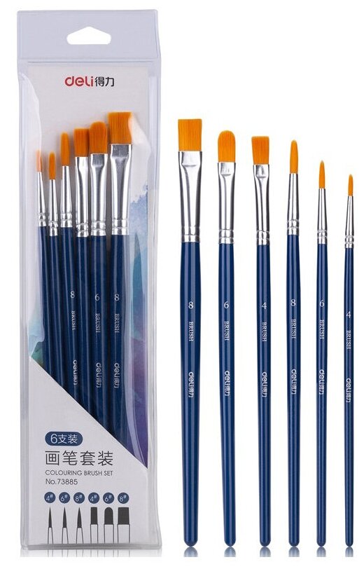 Набор из 25 штук Набор кистей Deli 73885 нейлон (набор 6 штук)