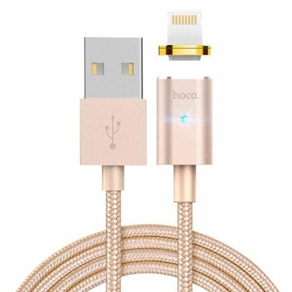 Магнитный плетеный кабель для iPhone iPod iPad, METROBAS U16 Lightning Magnetic Charging Cable, золотой