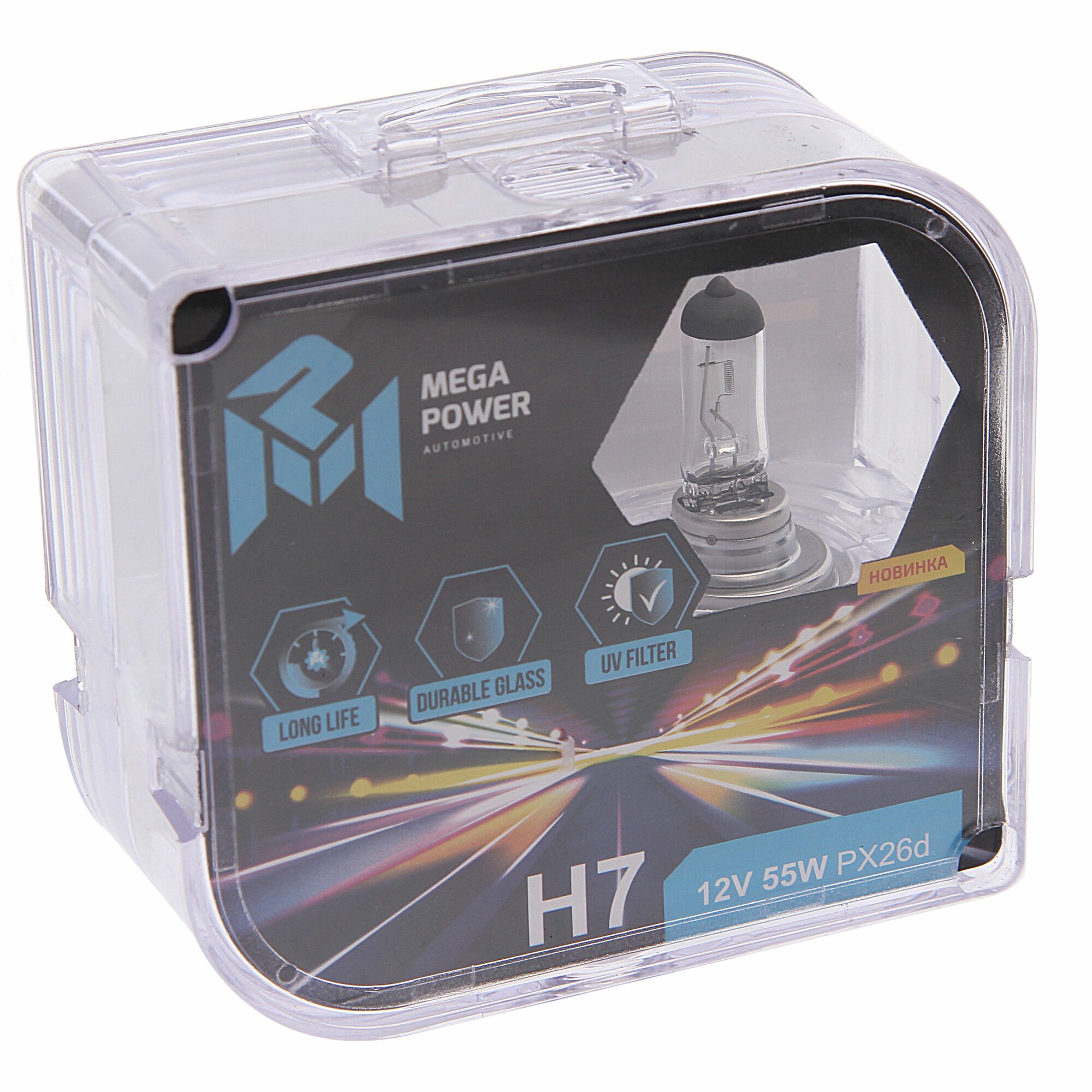 Автолампа MEGAPOWER LONG LIFE M-37033031 H7, 55 Вт, PX26d, 12V
