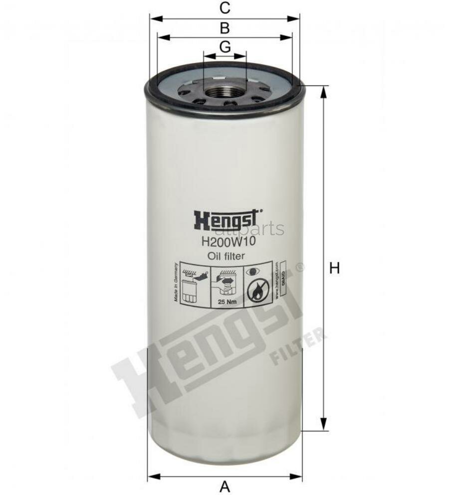 HENGST FILTER H200W10 Hengst Фильтр масляный (W 11 102/36), H200W10
