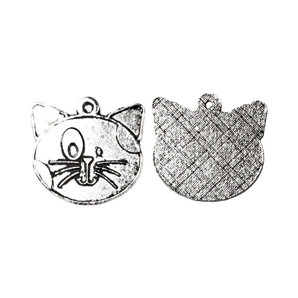 Подвеска, 21х19.5мм, голова кота, базовый материал - цинковый сплав, стиль тибетское серебро, 5 шт.