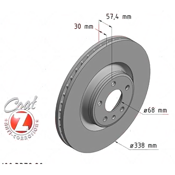 ZIMMERMANN 100.3378.20 диск торм Audi (Ауди) a4 / a5 / q5 15- пер вент