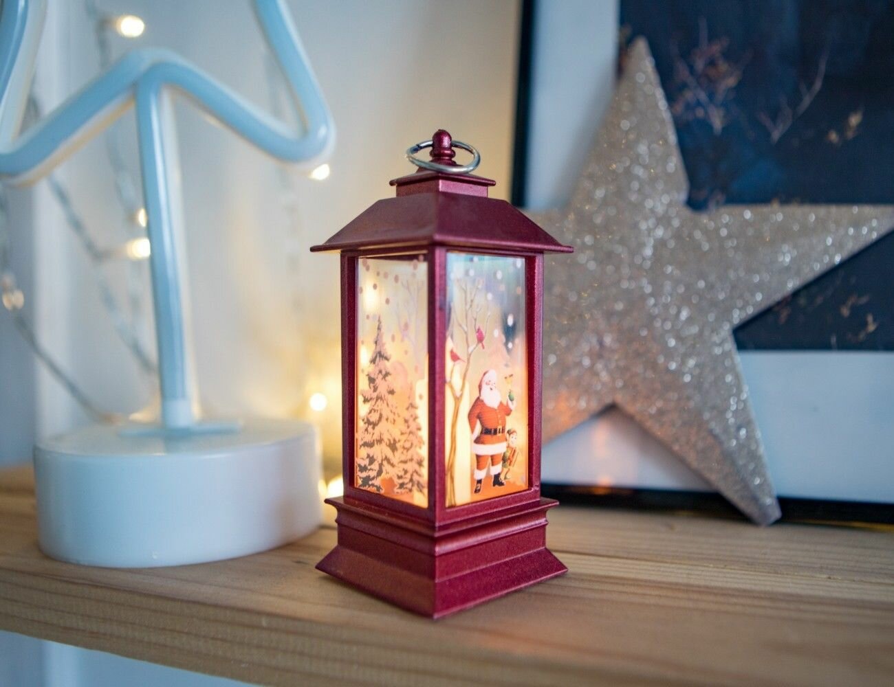 Светящаяся ёлочная игрушка, пластик, тёплый белый LED-огонь, 13 см, батарейки, Sigro