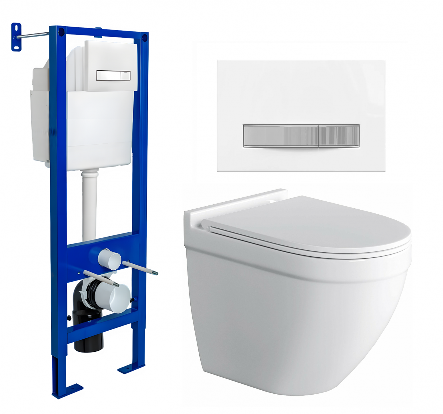 Комплект 3 в 1 инсталляция Berges Atom Line 410 + Унитаз подвесной Owl 1975 Cirkel-H + кнопка белая, хром