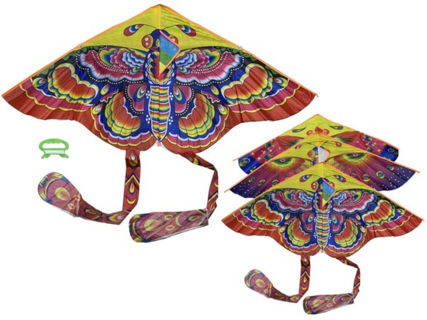 Воздушный змей "Бабочка" 3 цвета микс, размер в собранном виде: 125x65 см, лента 60 см, в п 65 см