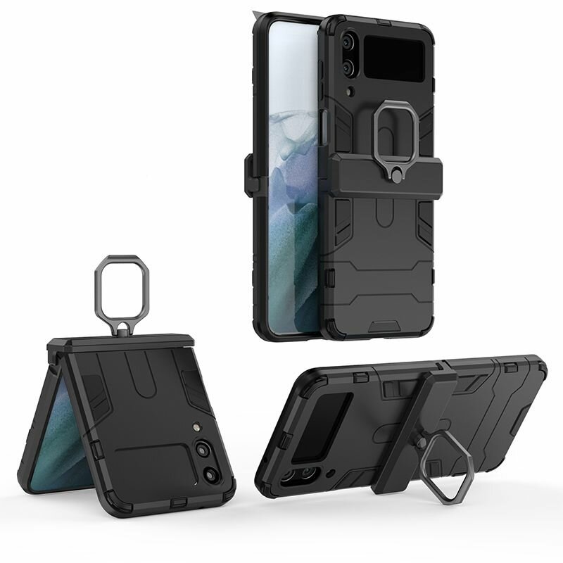 Противоударный чехол с кольцом Panther Case для Samsung Galaxy Z Flip 4 черный