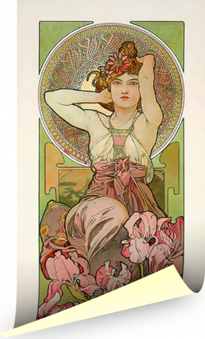 "Драгоценные камни. Аметист", Муха Альфонс, картина для интерьера (репродукция) (30х64 см / без подрамника)