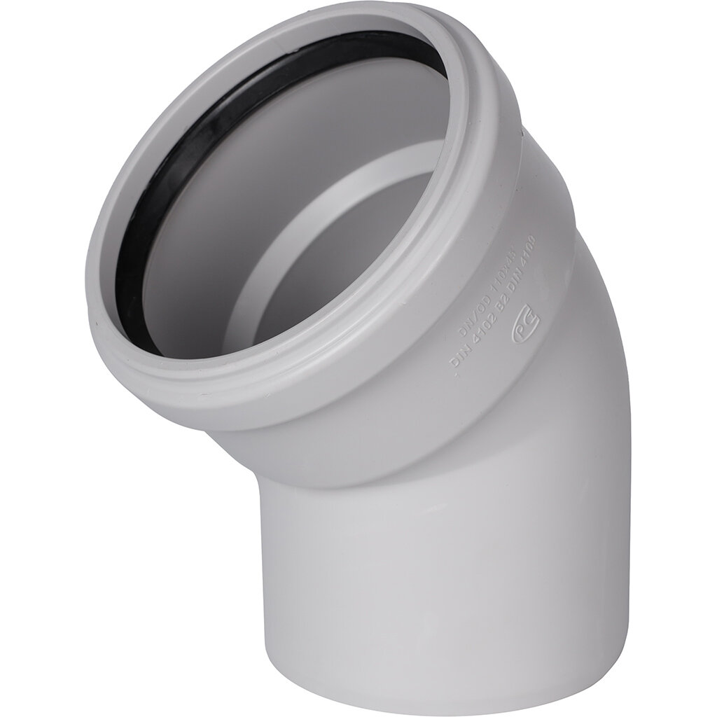 Отвод 45° канализационный бесшумный D = 110 мм STOUT