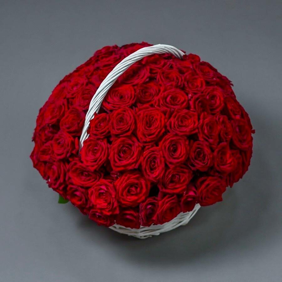 Премиум букет красных роз 51 шт. в корзине, премиум цветы, шикарный, красивый букет цветов, роза