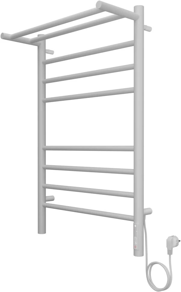 Полотенцесушитель электрический Terminus Аврора с полкой П8 4670078554208 800x532, ТЭН правый, белый матовый