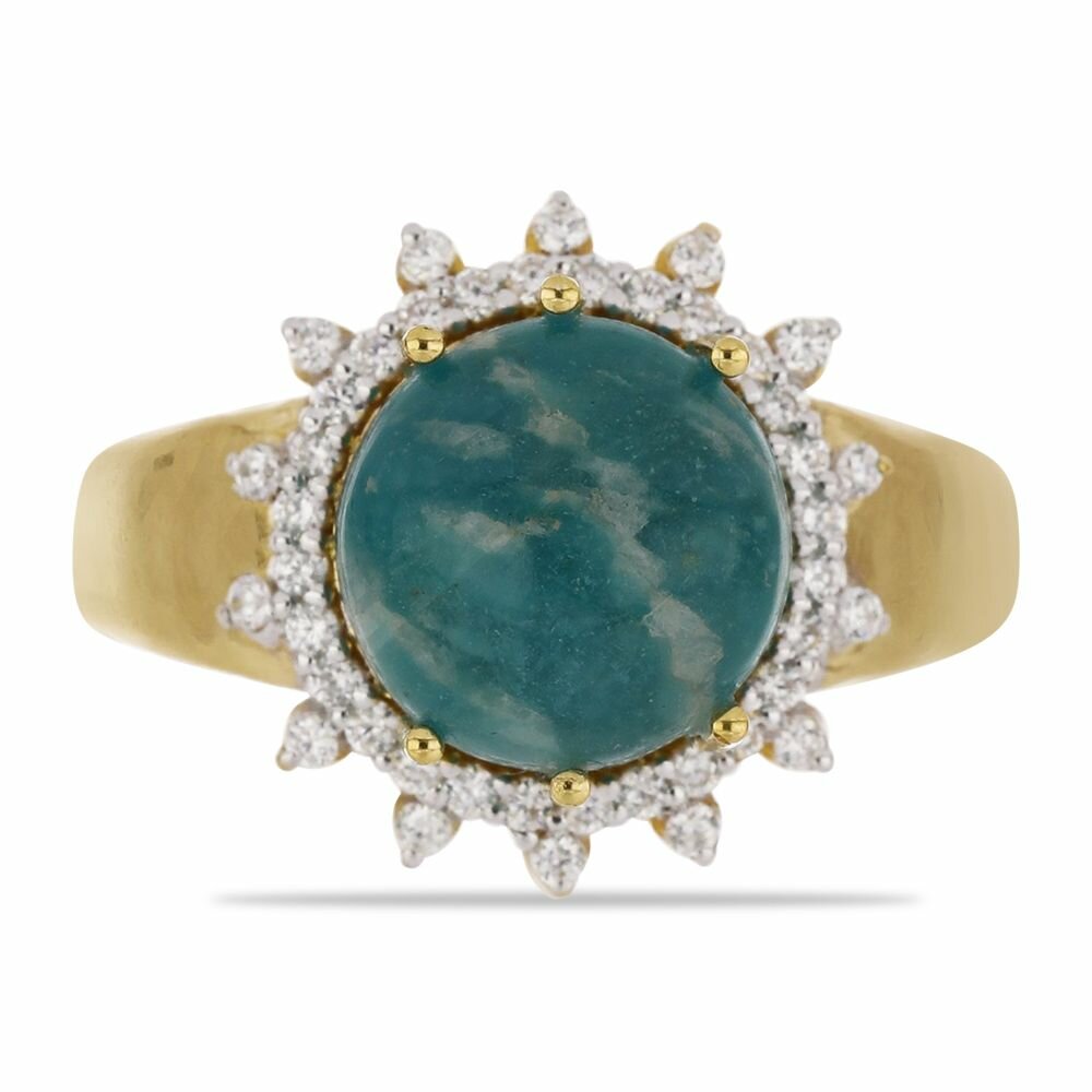 Кольцо, серебро, 925 проба, фианит, амазонит