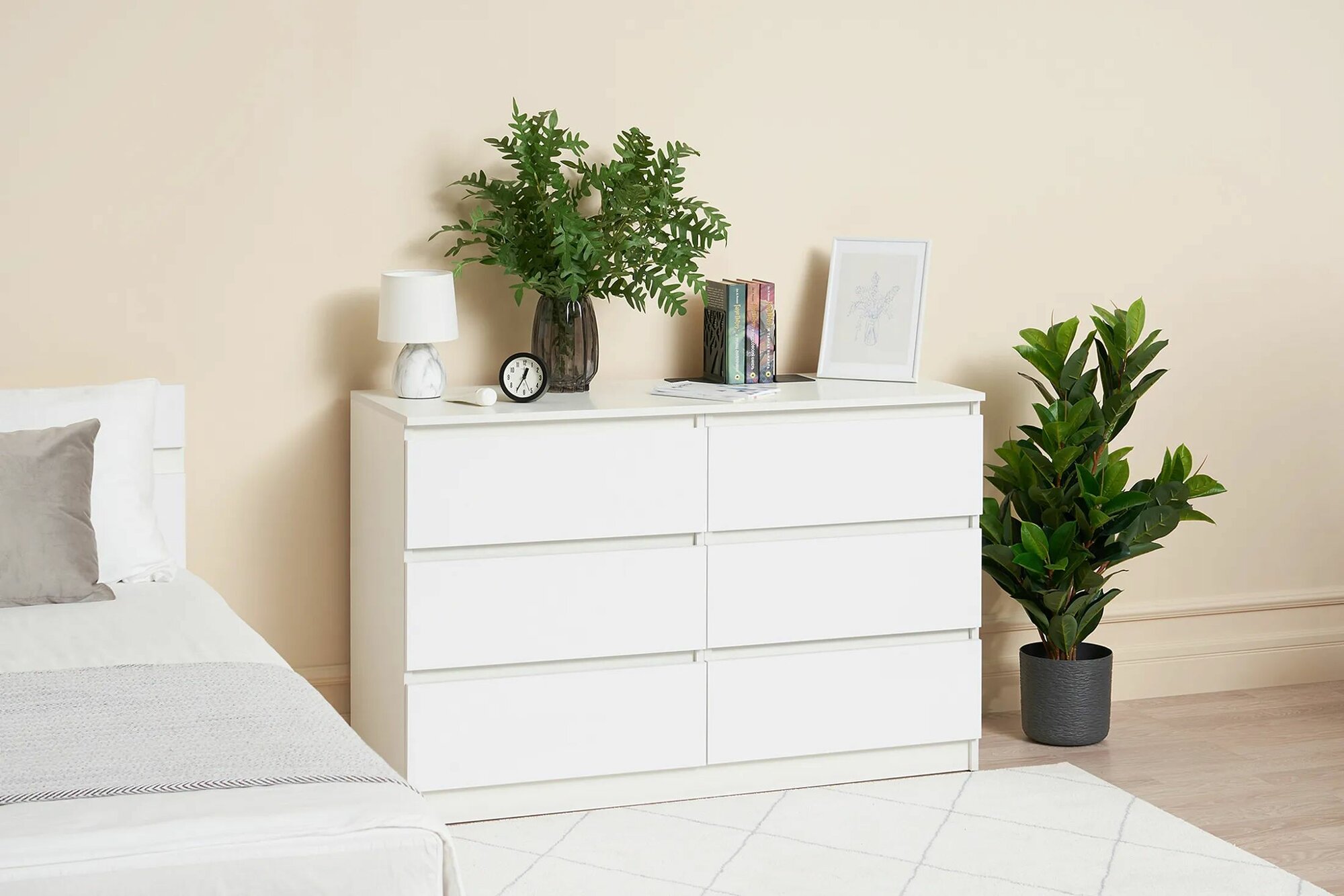 Комод Челси 1202 6 ящиков Белый глянец/Белый