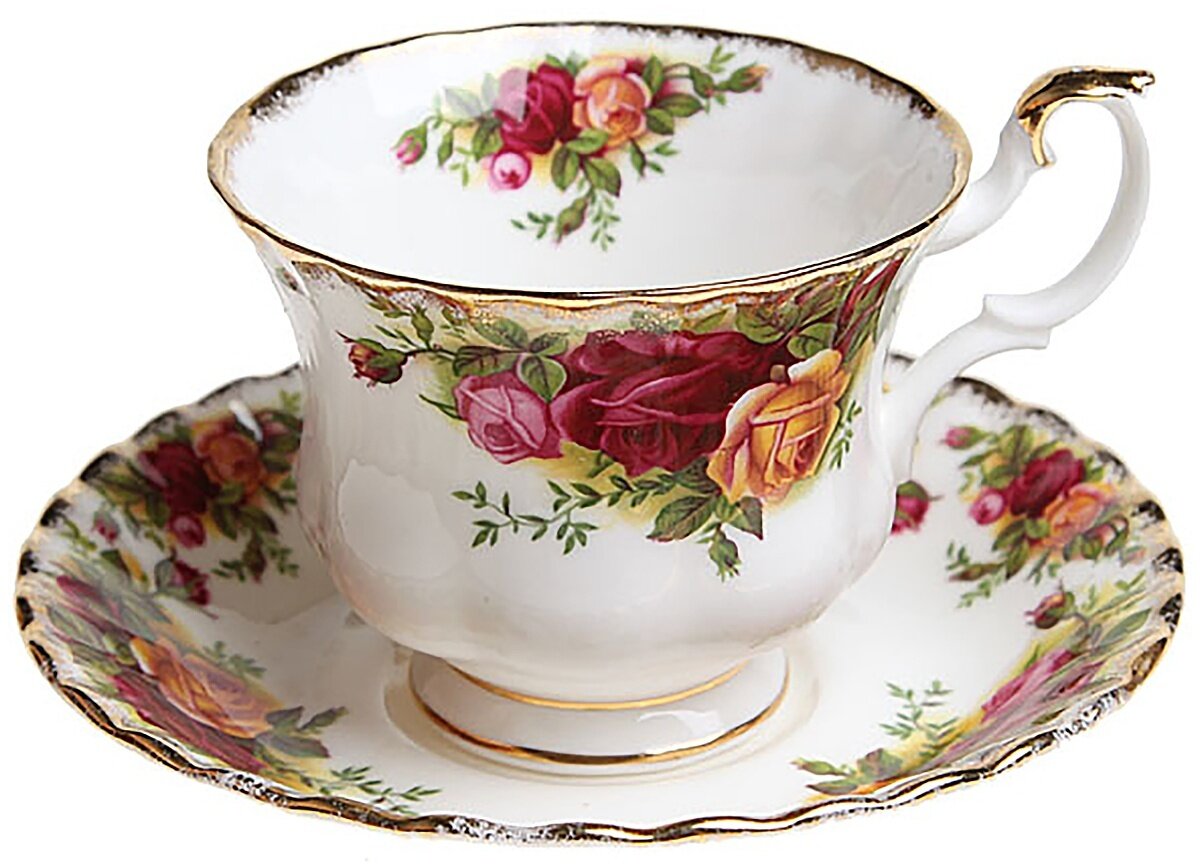 Чайная пара "Розы старой Англии", Фарфор, Royal Albert, Великобритания, вторая половина 20 века.