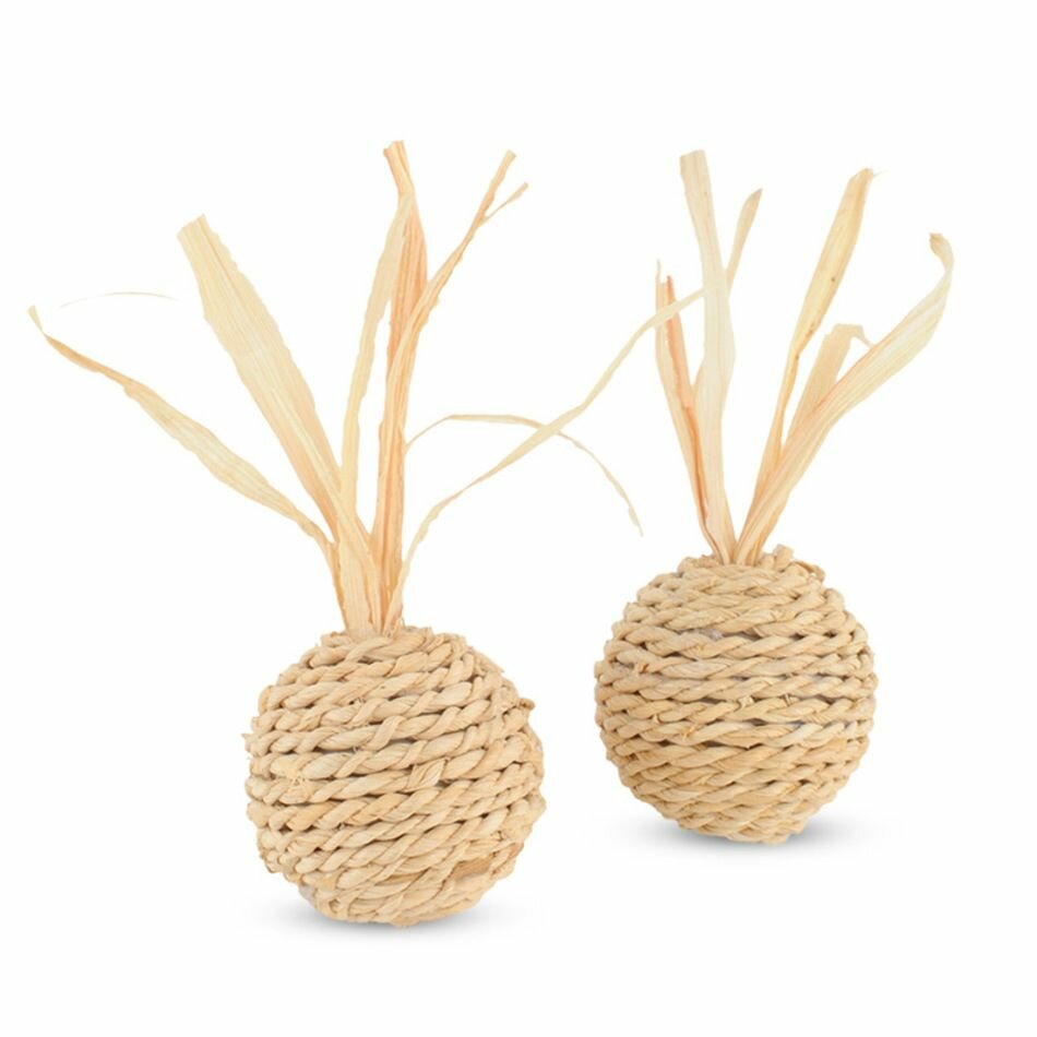 Triol: Игрушка для кошек из кукурузных листьев Мяч, d = 40 / 90 мм, 2 шт, серия NATURAL