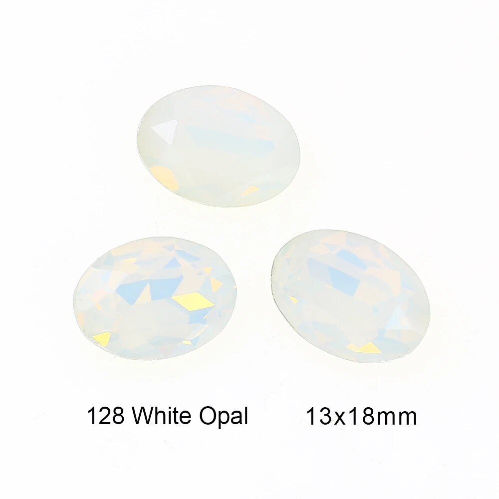 Овальные стразы White Opal 13x18 мм