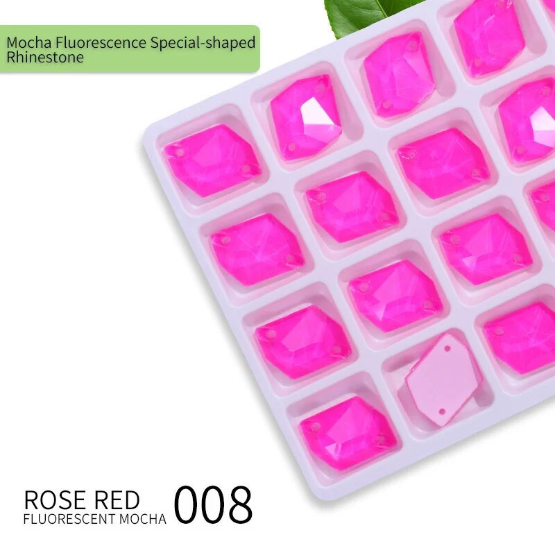 Стразы розовые неоновые 13x17mm 20шт, 08 Rose Neon