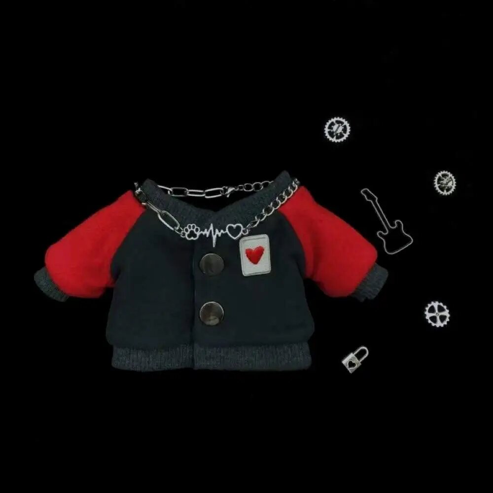 Куртка для куклы 20 см, хлопок, мультяшный принт Красный, black red