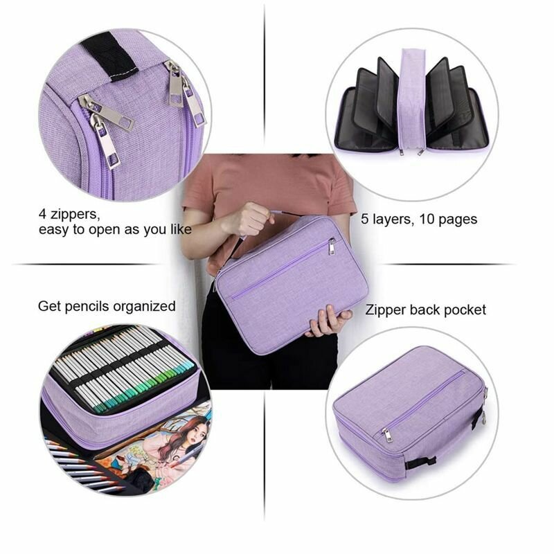 Эстетический школьный пенал DIANNY с 300 слотами для девочек Сумка-органайзер для канцелярских принадлежностей с 4-слойной молнией пеналы