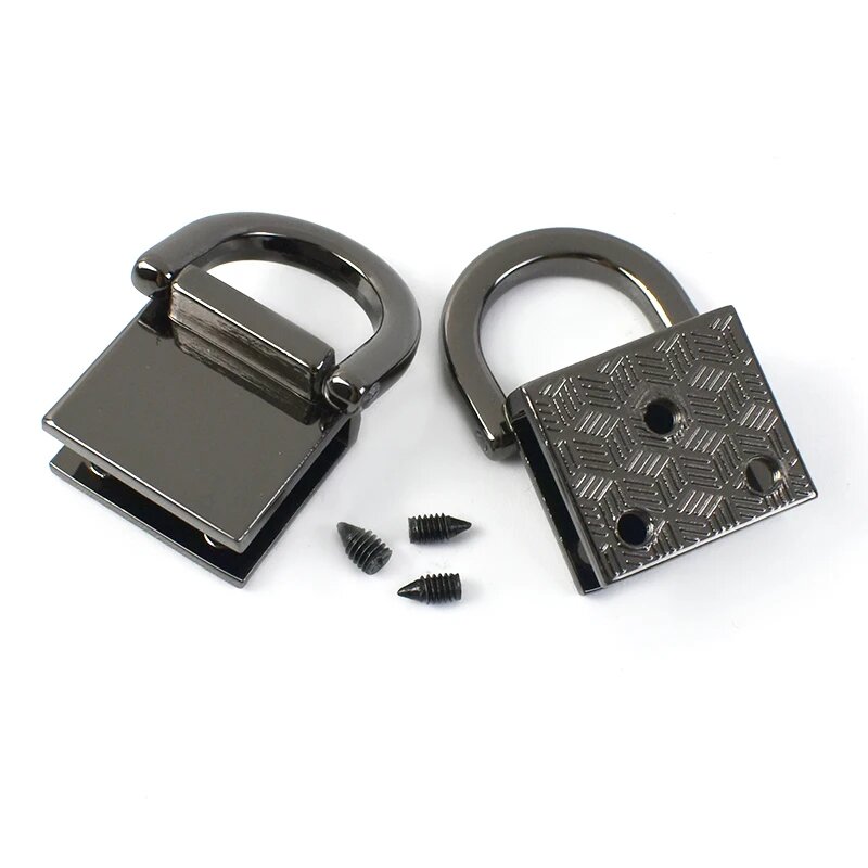 Металлические D-кольца для сумок Meetee Черный, 18x16mm-2Pcs, BF182-GunBlack